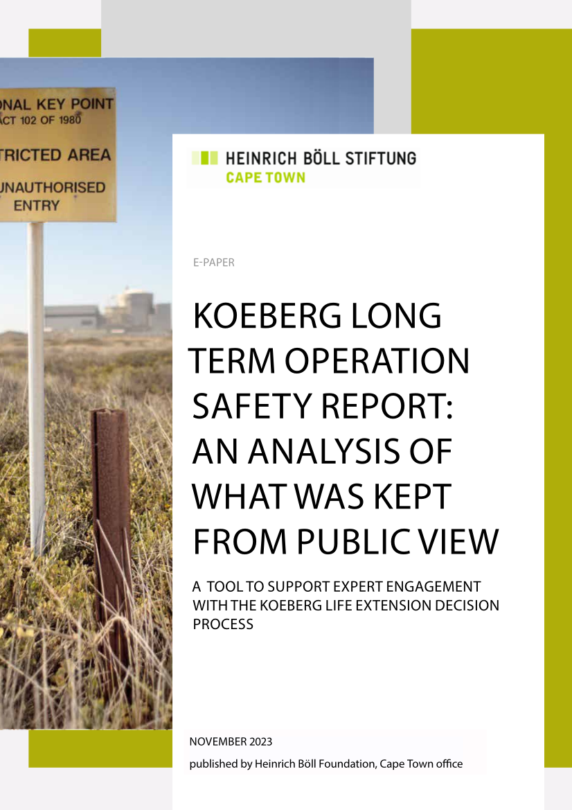 Koeberg Long Term Operation Safety Report | Heinrich Böll Stiftung ...